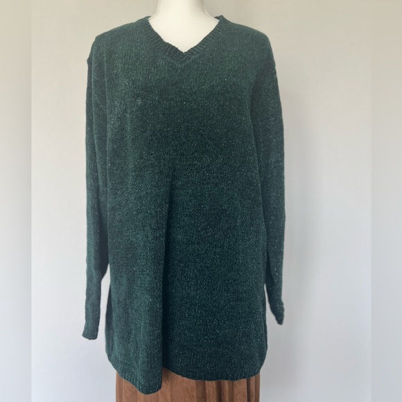 Bentley | Sweaters | Vintage Emerald Green Fuzzy Holiday Long Chunky ...